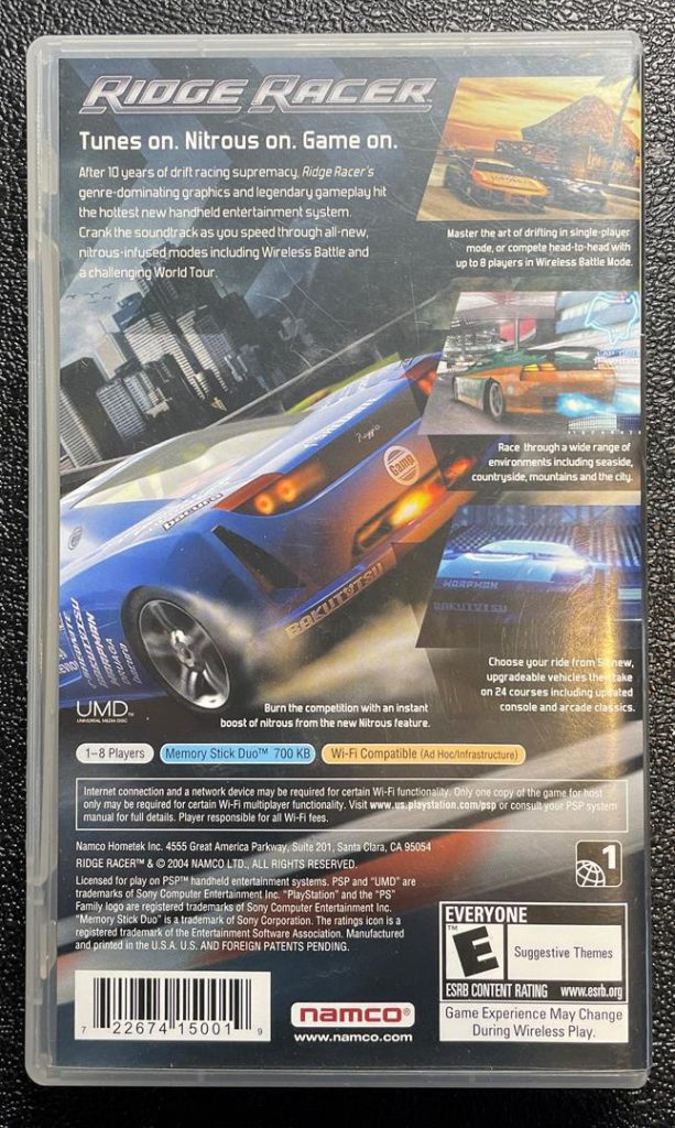 Sony Playstation PSP Ridge Racer Game complete with manual – GeekGearStore