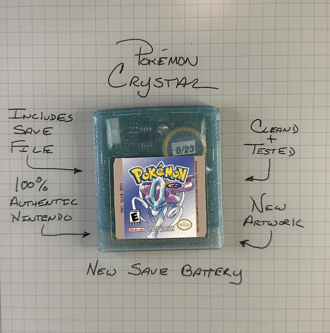 Pokemon: Crystal Version (Game Boy Color), Authentic *NEW BATTERY* W ...