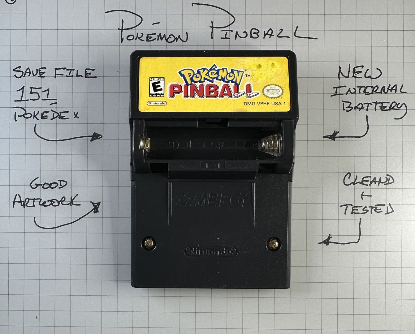 Pokemon Pinball (Game Boy, 1999) Authentic *NEW BATTERY* w/ Full ...