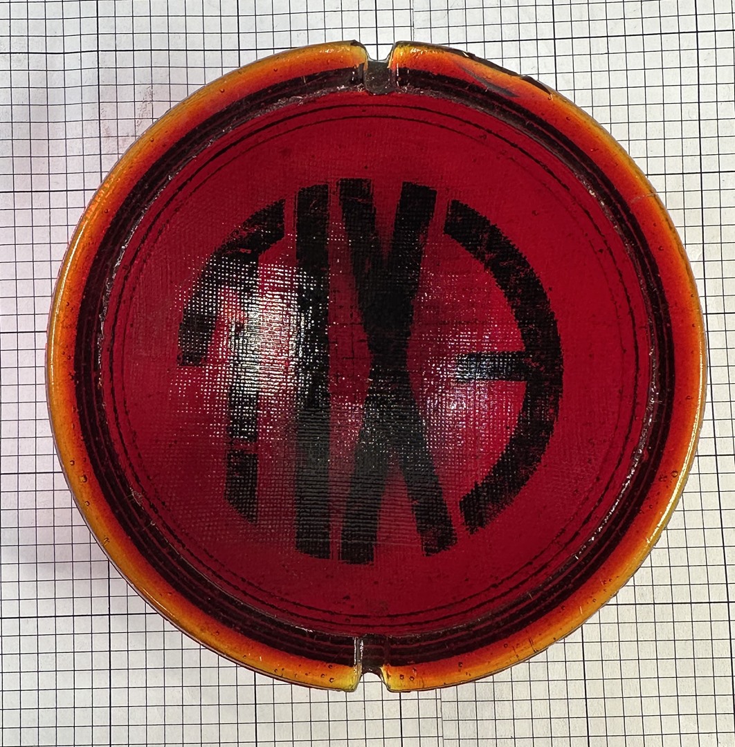 Vintage 1940’s Round Red Glass Exit Sign – Art Deco – GeekGearStore