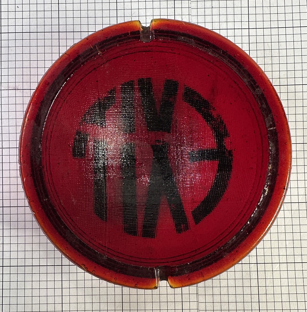Vintage 1940’s Round Red Glass Exit Sign – Art Deco – GeekGearStore